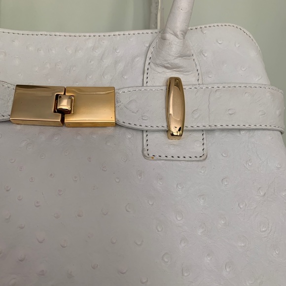 stefano bravo | Bags | Stefano Bravo White Ostrich Leather Shoulder Bag ...